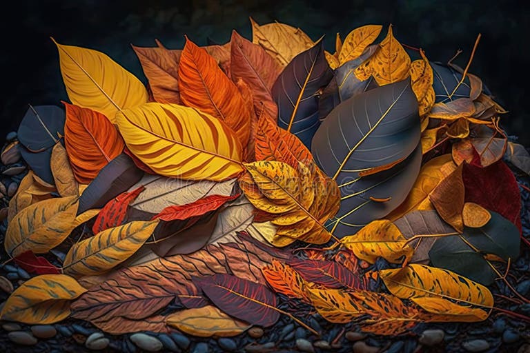 Stack of Fallen Leaves with Orange and Yellow Hues Stock Illustration ...