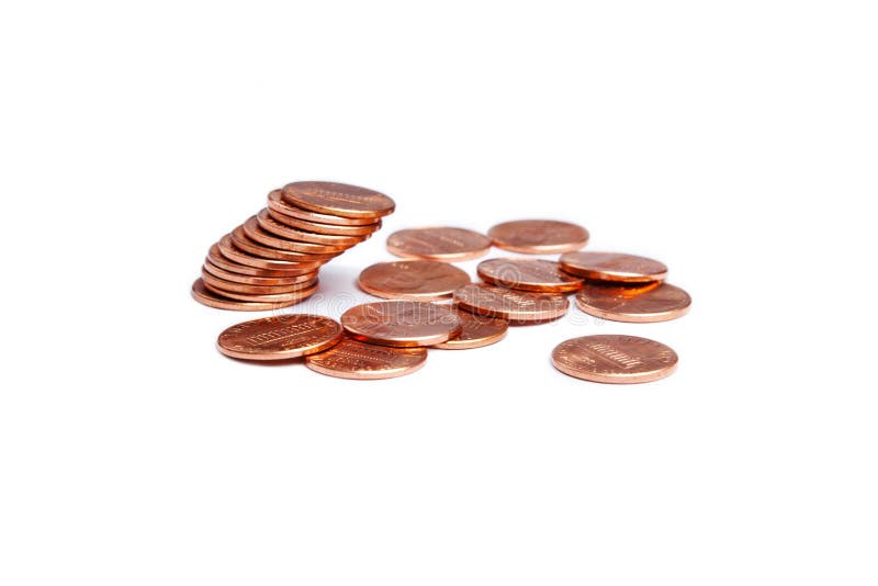 Stack of Falling Pennies stock photo. Image of falling - 18388796