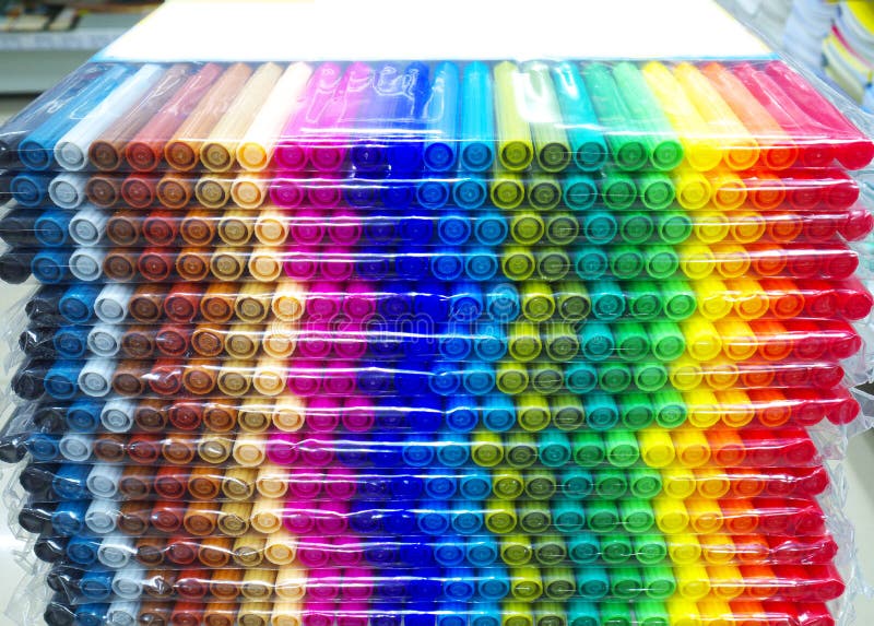 Stack of Felt-tips Pen Packs Stock Photo - Image of kids, graphic: 57097576