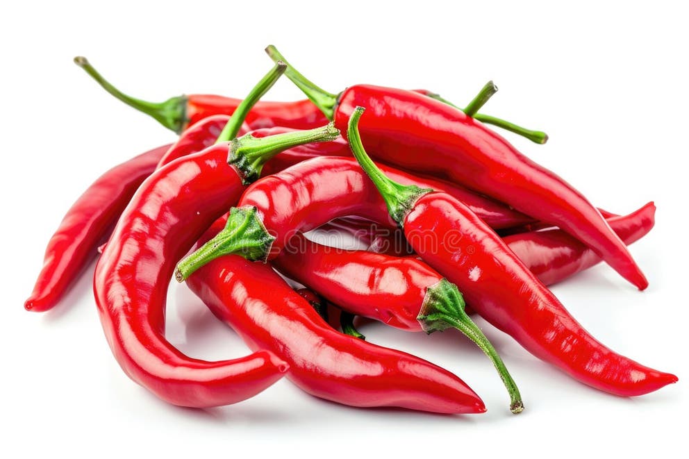 A Stack of Fiery Red Hot Peppers on a Clean White Surface Stock Image ...