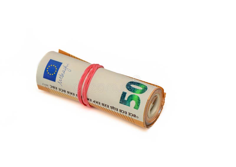50 Euro Bill Rolled into a Tube Stock Image - Image of europa, isolated ...