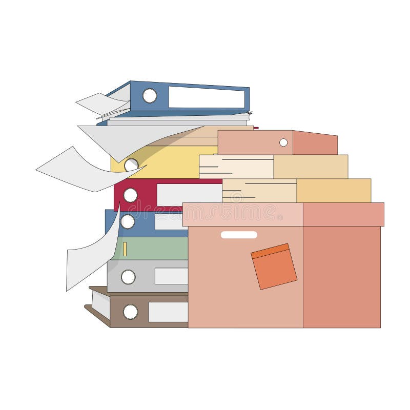 Stack File and Folder, Lot of Work Stock Vector - Illustration of note ...