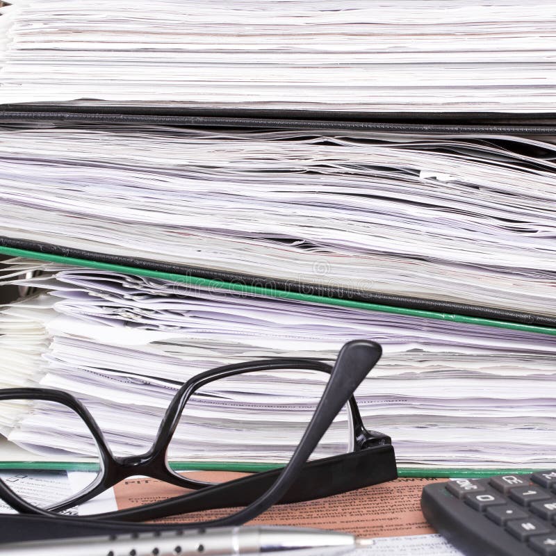 Stack of File Folders with Documents, Stock Photo - Image of office ...