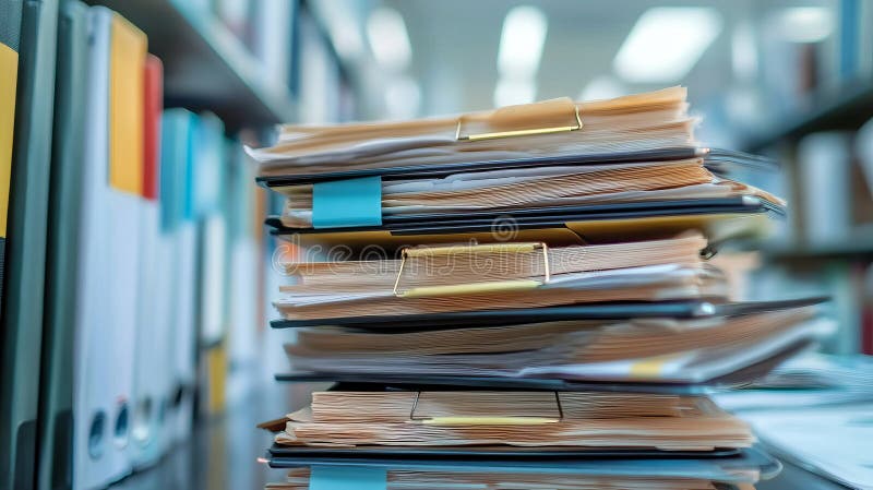 Stack of Folders with Files Stock Image - Image of documentation ...