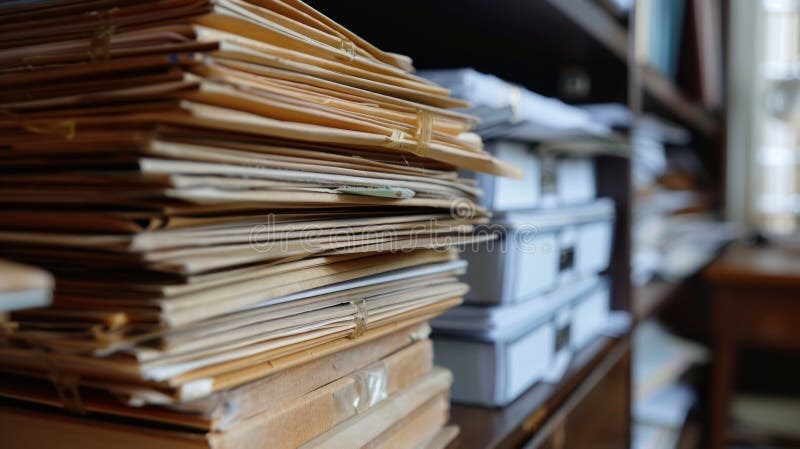 Stack of Files Creating Clutter in Office Setting Stock Photo - Image ...