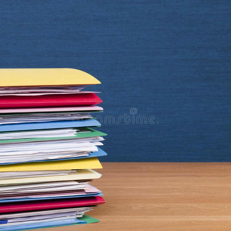 Stack of Files on Wood Surface Square Stock Image - Image of colourful ...