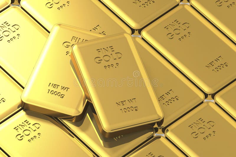 Stack of fine gold bars stock illustration. Illustration of shiny ...