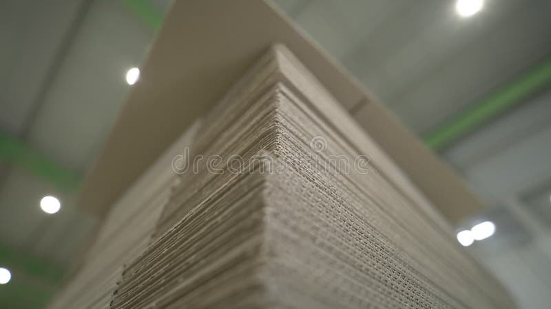 Stack of Finished Cardboard Sheets in Factory Warehouse Stock Footage ...
