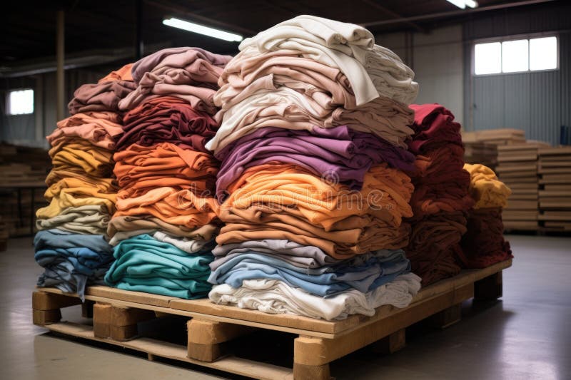 Stack of Finished Garments Ready for Shipping in a Factory Stock Photo ...