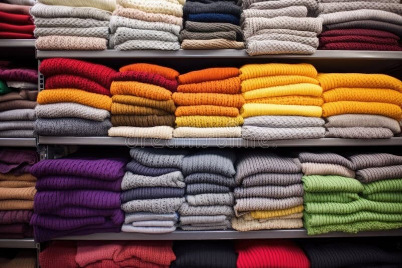 Stack of Finished Garments Ready for Shipping in a Factory Stock Photo ...