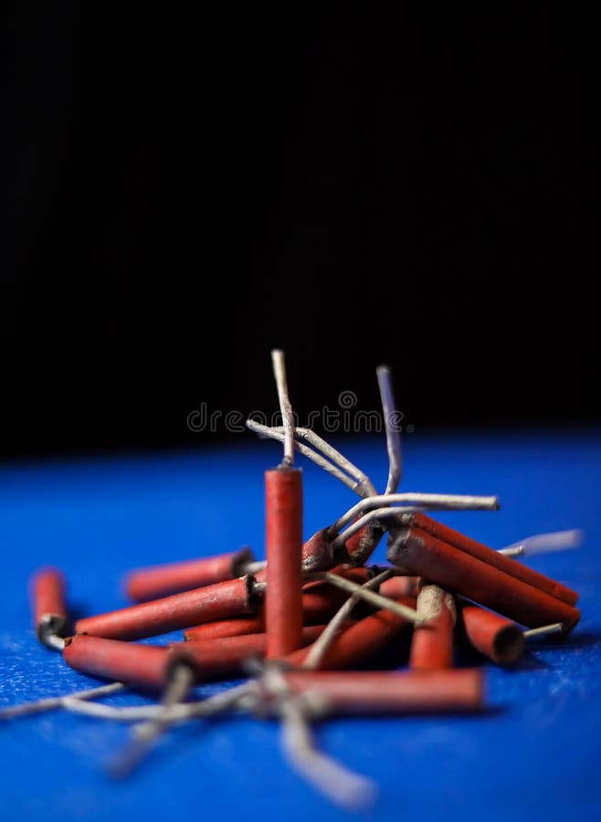 Stack of Firecrackers for Diwali Festival on Blue and Black Background ...