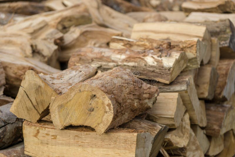 Stack or Batch of Firewood - Log or Timber Blocking Stock Photo - Image ...