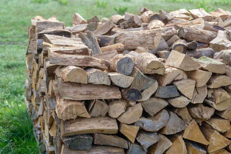 Stack or Batch of Firewood - Log or Timber Blocking Stock Image - Image ...