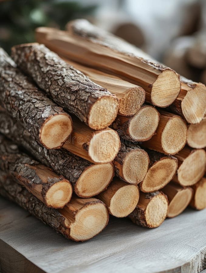 Stack Firewood Logs Visible Bark Cut Ends Stock Photos - Free & Royalty ...
