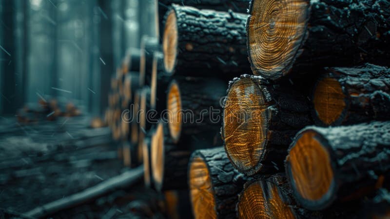 Stack of Firewood Logs with Visible Rings, Timber Cross-Section, Nature ...
