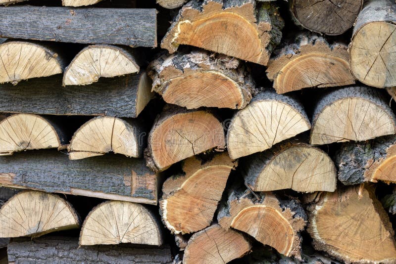 Stack of Firewood Prepared for Winter. Stock Image - Image of fire ...