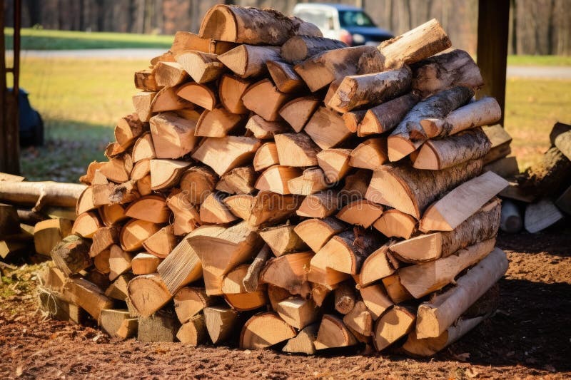 Stack of Firewood for a Wood Burning Stove Stock Photo - Image of ...