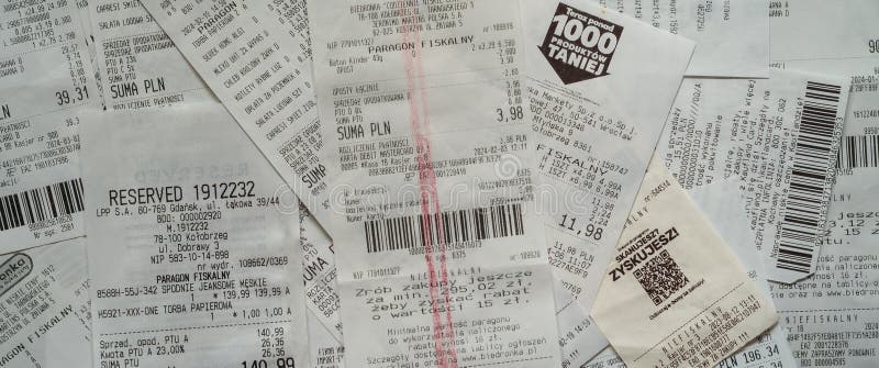 Stack of Fiscal Receipts from Stores Editorial Image - Image of store ...