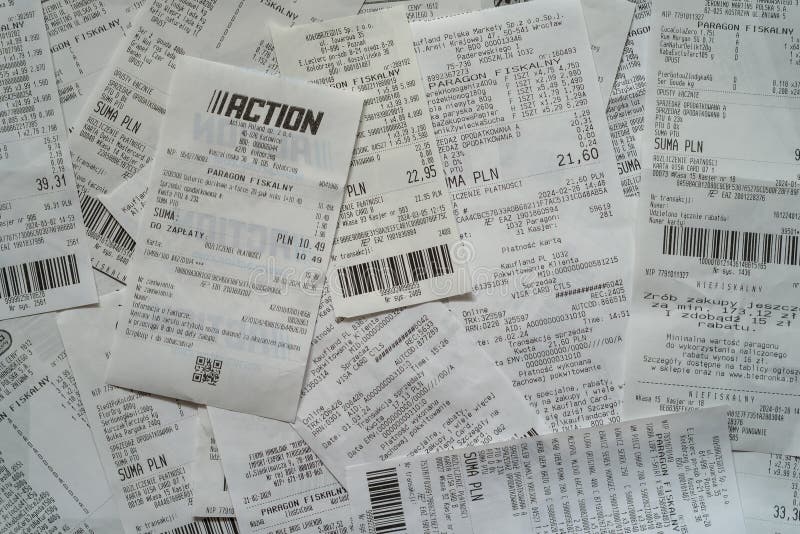 Stack of Fiscal Receipts from Stores Editorial Stock Image - Image of ...
