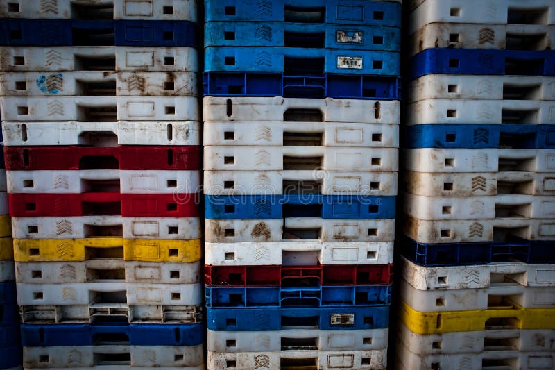 Stack of fish boxes editorial photo. Image of english - 64247771