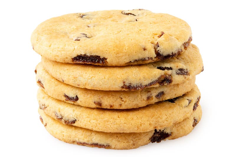 Stack of Five All Butter Sultana Cookies Stock Image - Image of soft ...