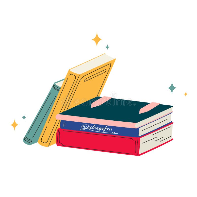 Stack of Five Books with Stars Stock Vector - Illustration of isolated ...