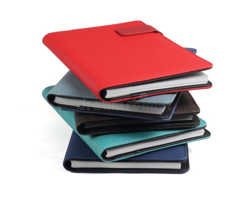 Stack of Five Colourful Diaries Stock Image - Image of color, colour ...