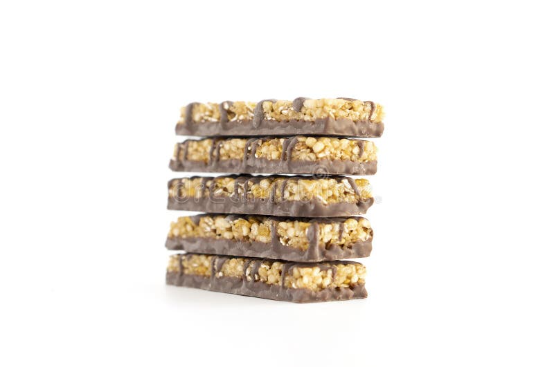 A Stack of Five Corn Bars on a White Background. a Quick Snack on the ...