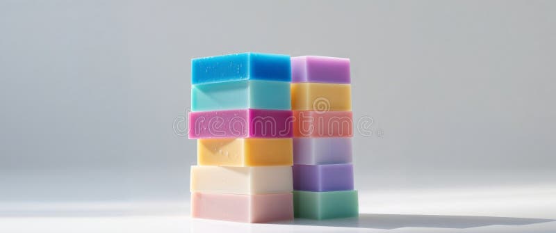 A Stack of Five Different Colored Bars of Soap. Stock Photo - Image of ...