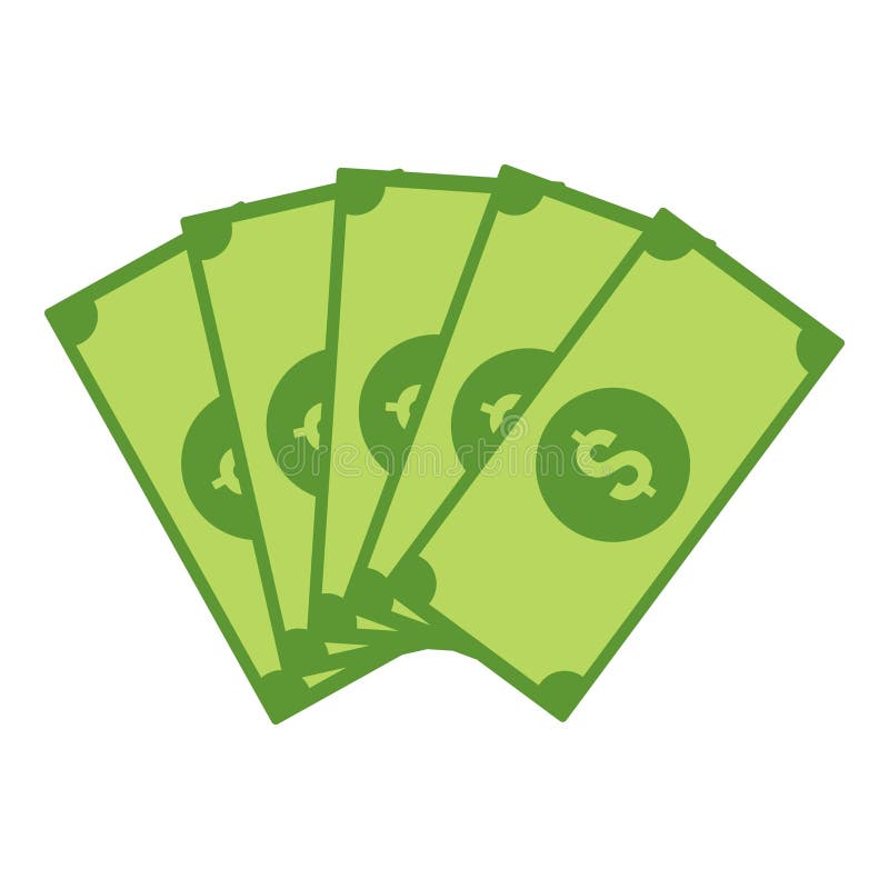 Stack of Five Green Bills is Spreading Out Showing Dollar Symbol Stock ...