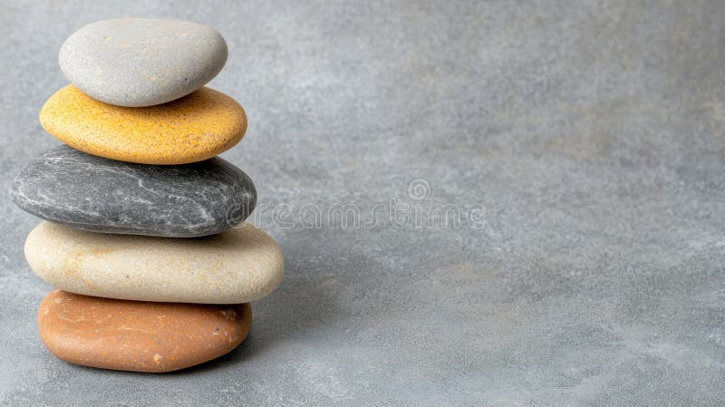 A Stack of Five Pebbles in Various Colors. Stock Photo - Image of light ...