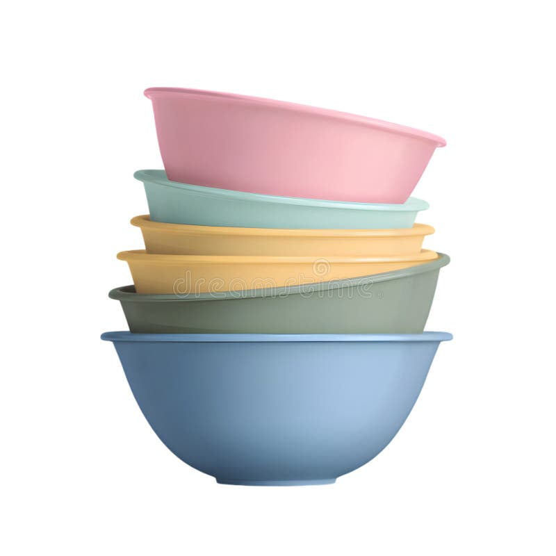 A Stack of Five Plastic Bowls, Each in a Different Stock Illustration ...