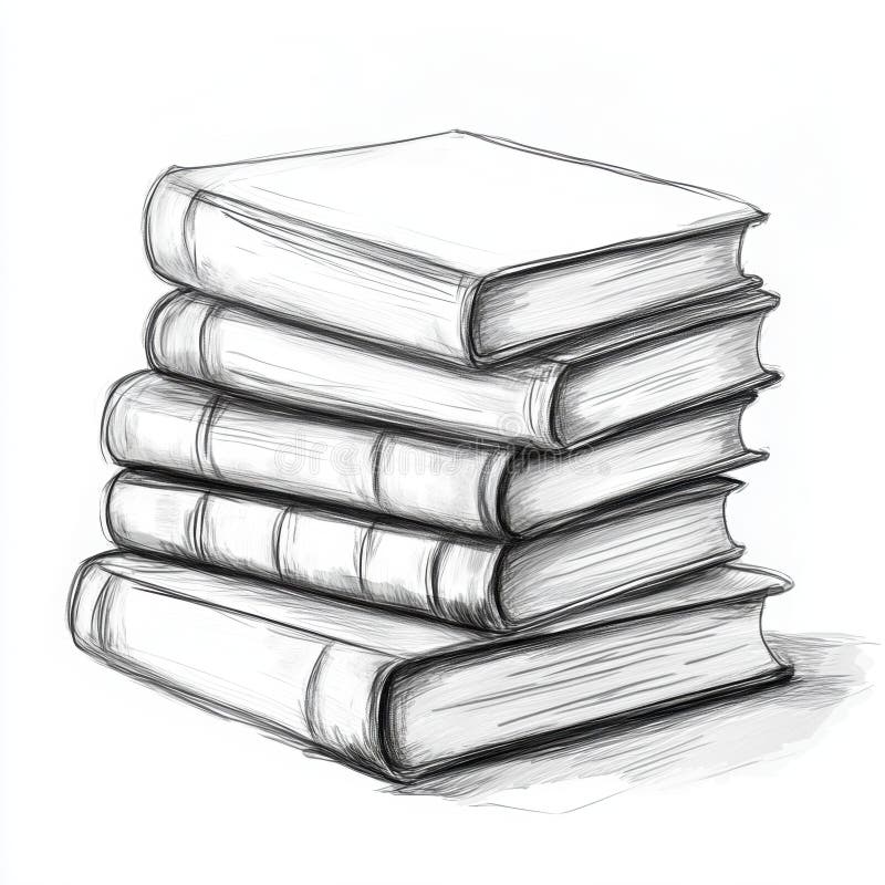 Stack of Five Sketch-style Books with Blank Covers Stock Illustration ...