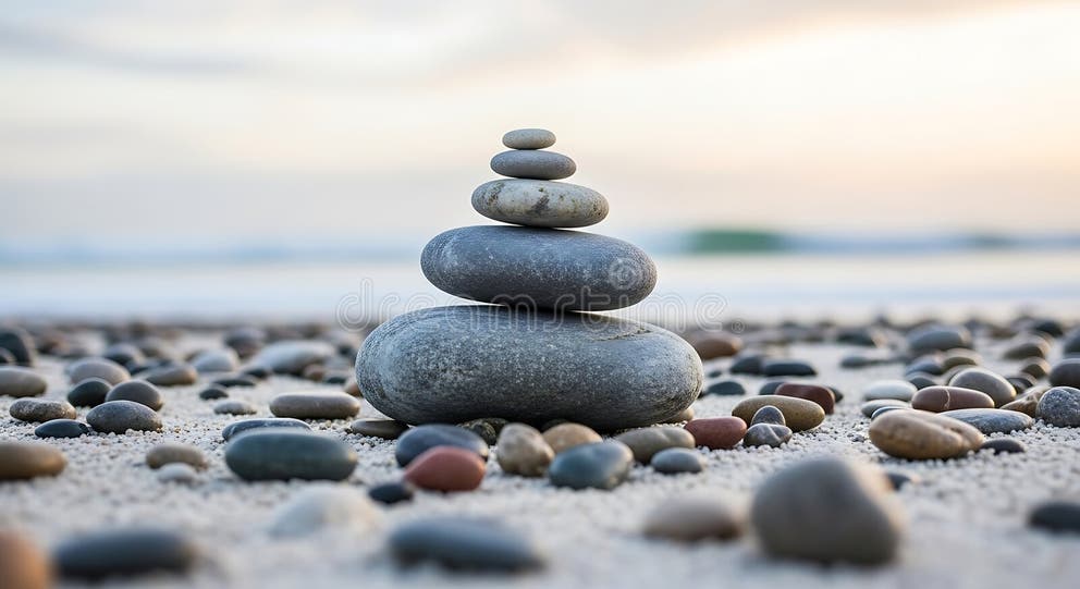 A Stack of Five Smooth, Flat Stones of Varying Sizes and Colors is ...