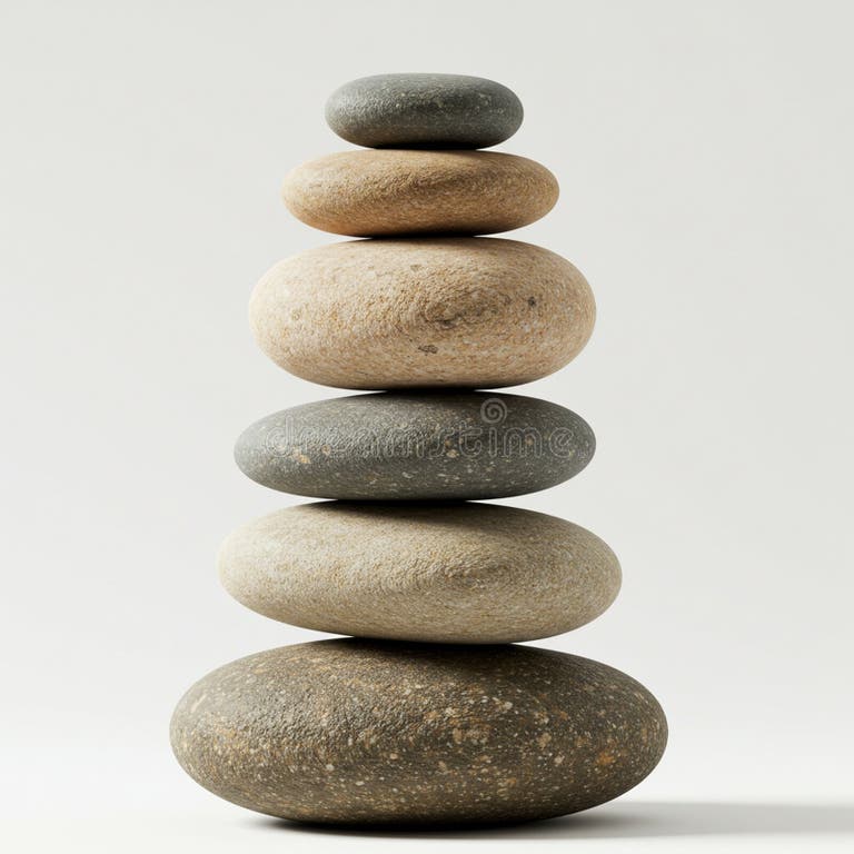 Stack of Five Smooth, Oval Stones Balanced Vertically. the Stones Vary ...
