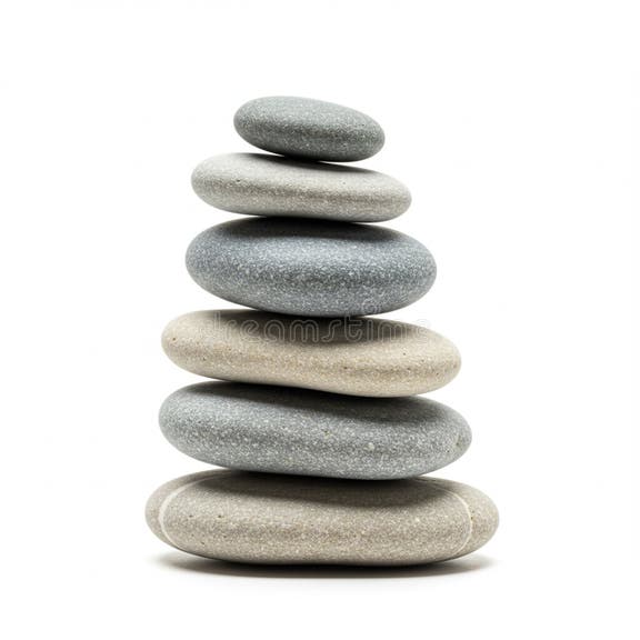 A Stack of Five Smooth, Rounded Stones is Arranged in Descending Order ...