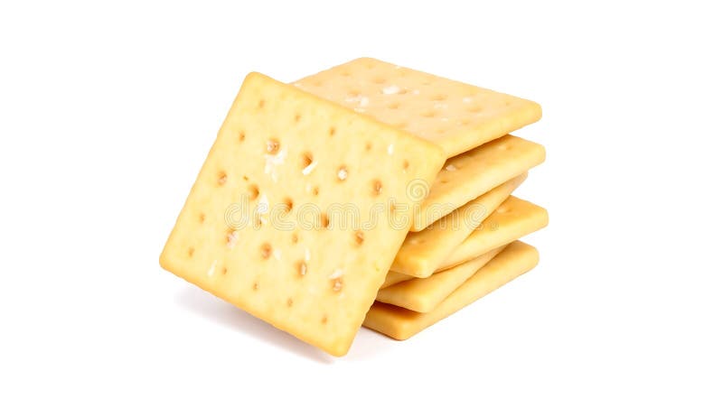 A Stack of Five Square Crackers with a Light Golden-brown Color is ...