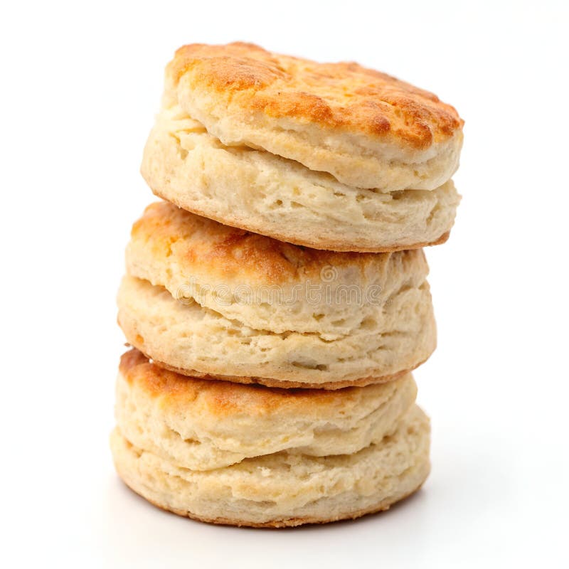 Stack of Flaky Biscuits Isolated on White Background Stock Illustration ...