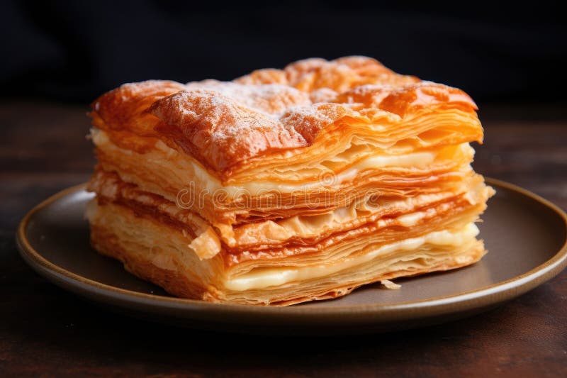 A Stack of Flaky Pastries Placed Neatly on a Plate, the Flaky and ...