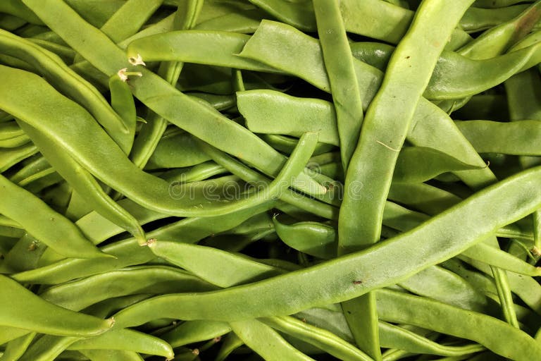 Stack of Flat Beans on a Market Stall Stock Photo - Image of close ...