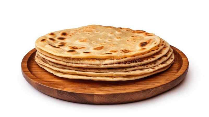 Stack of Flat Bread Resting on Wooden Plate. Versatile Image for ...