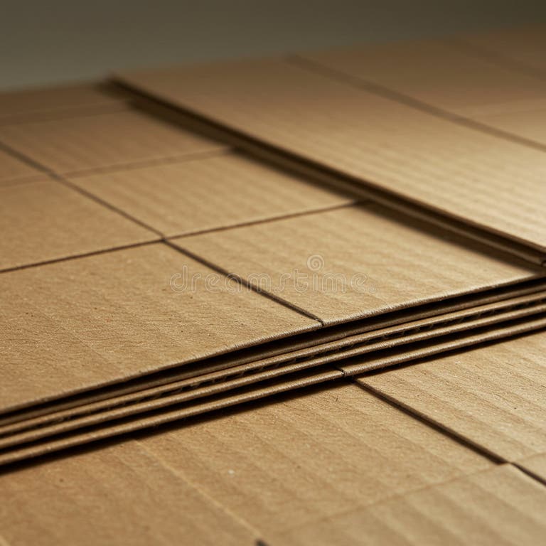 Stack of Flat, Brown Corrugated Cardboard Sheets, Showcasing Their ...