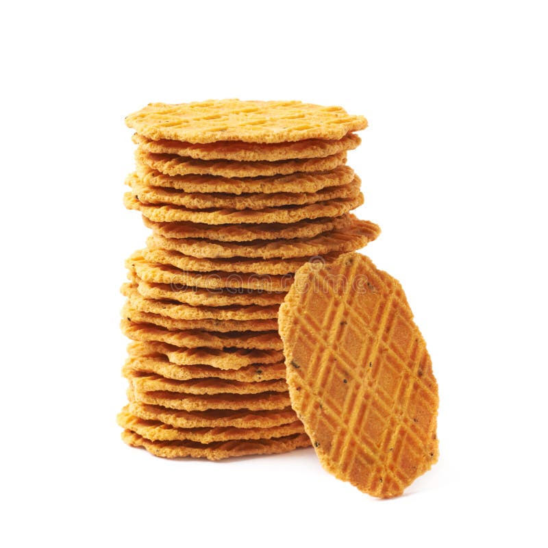 Stack of Flat Cookies Isolated Stock Photo - Image of slice, macro ...