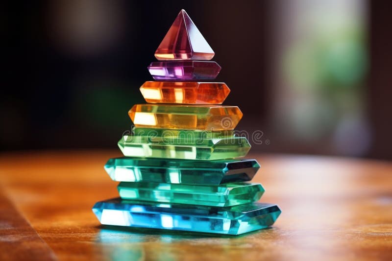 Stack of Flat Crystals Balancing on a Table Stock Image - Image of ...