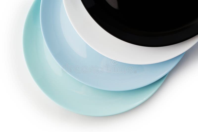 Stack of Flat Multi-colored Set Plates Isolated on White Background ...