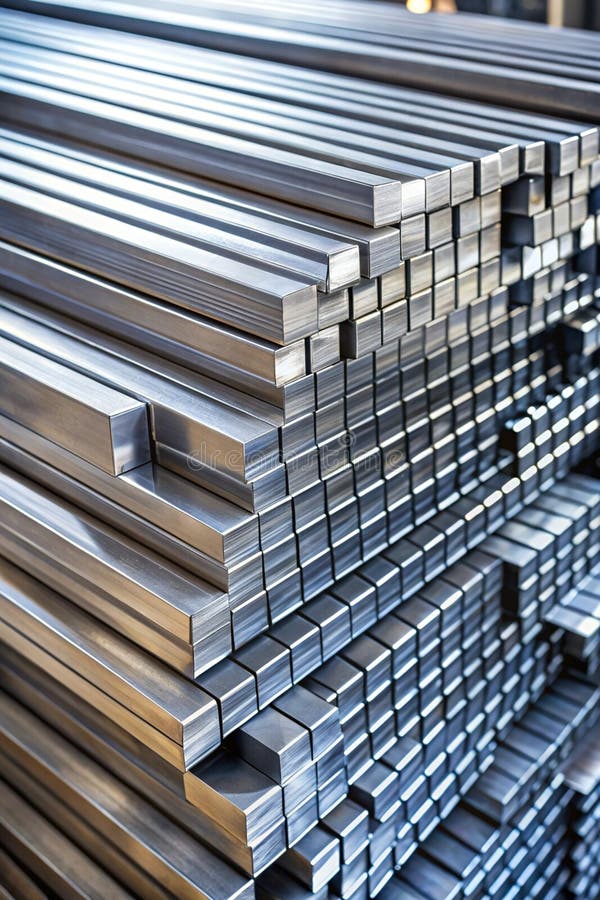 Stack of Flat Stainless Steel Bars for Background Stock Illustration ...