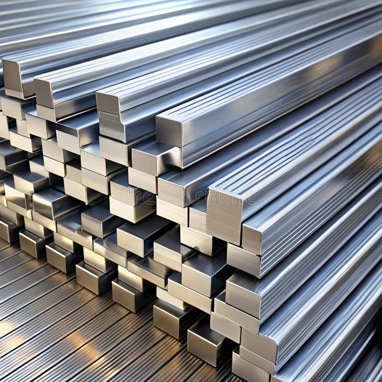 Stack of Flat Stainless Steel Bars for Background Stock Illustration ...