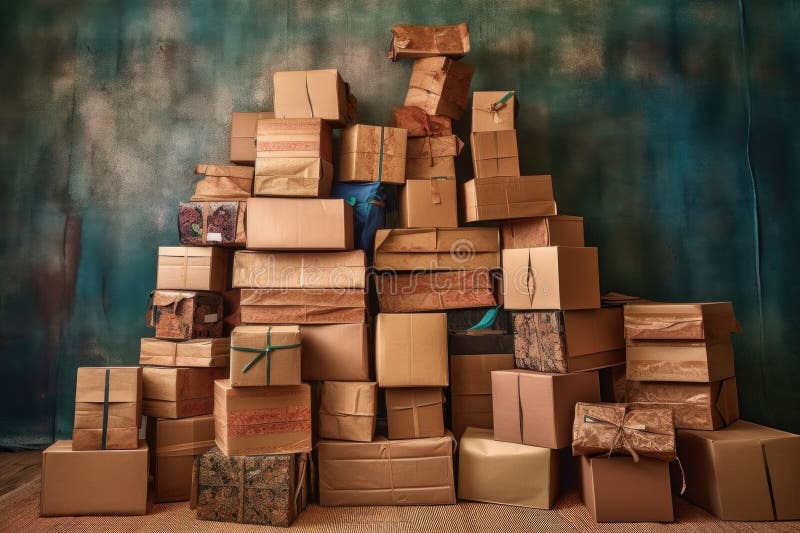 Stack of Flattened Cardboard Boxes Stock Illustration - Illustration of ...