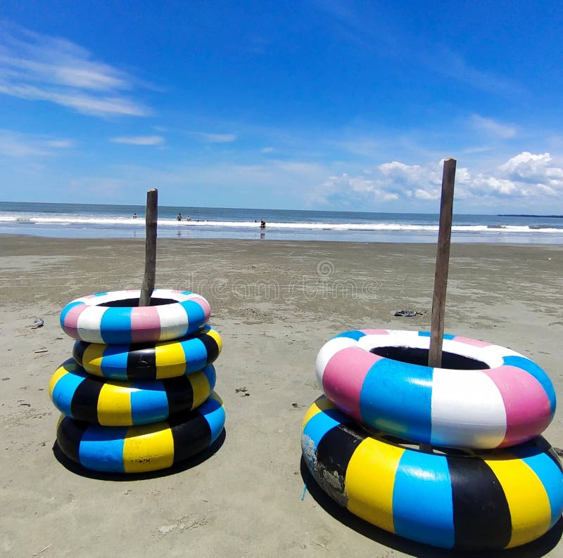 Stack of Float Tires from Truck Tires of Various Colors Editorial Stock ...