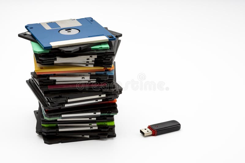 Stack of Floppy Disk on White Background, Retro Digital Storage ...